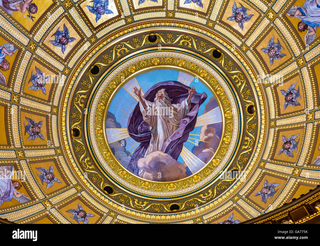 God Dome Basilica Arch Saint Stephens Cathedral Budapest Hungary Stock ...
