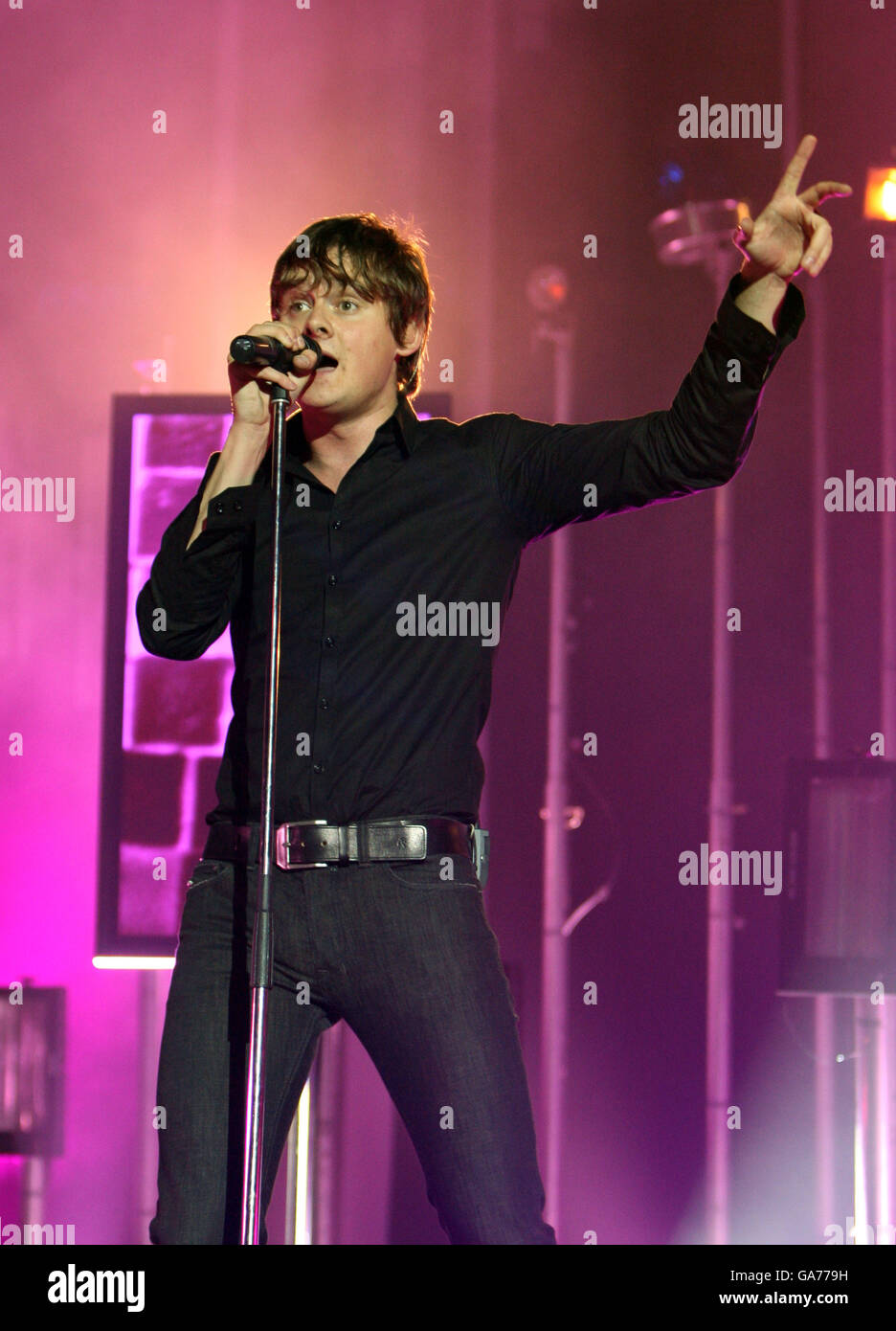 Keane in concert - The O2 Arena - London. Keane perform onstage at The O2 Arena in east London ...