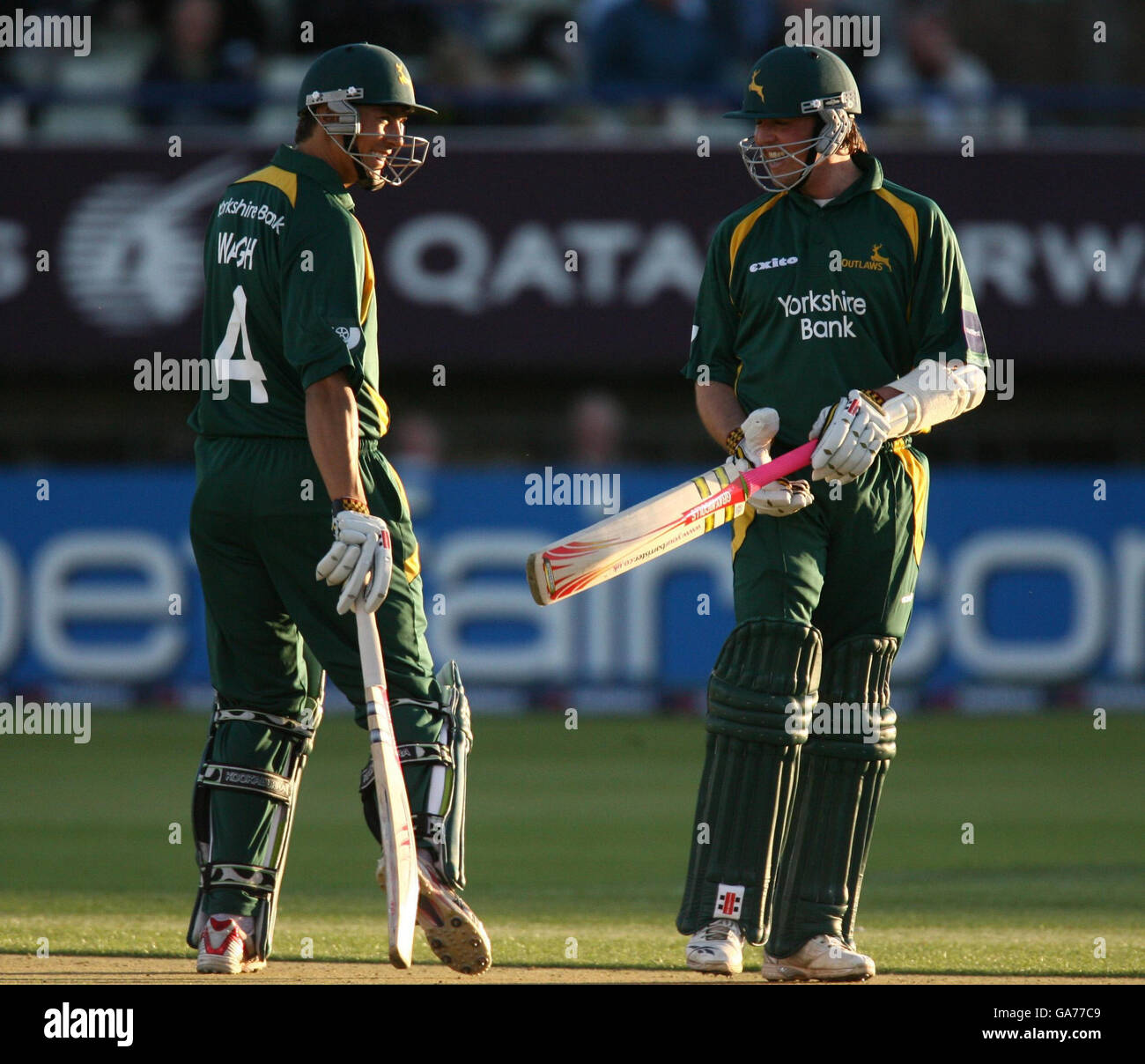 Nottingham Outlaws batsman Mark Wagh and Graeme Swann enjoy their ...