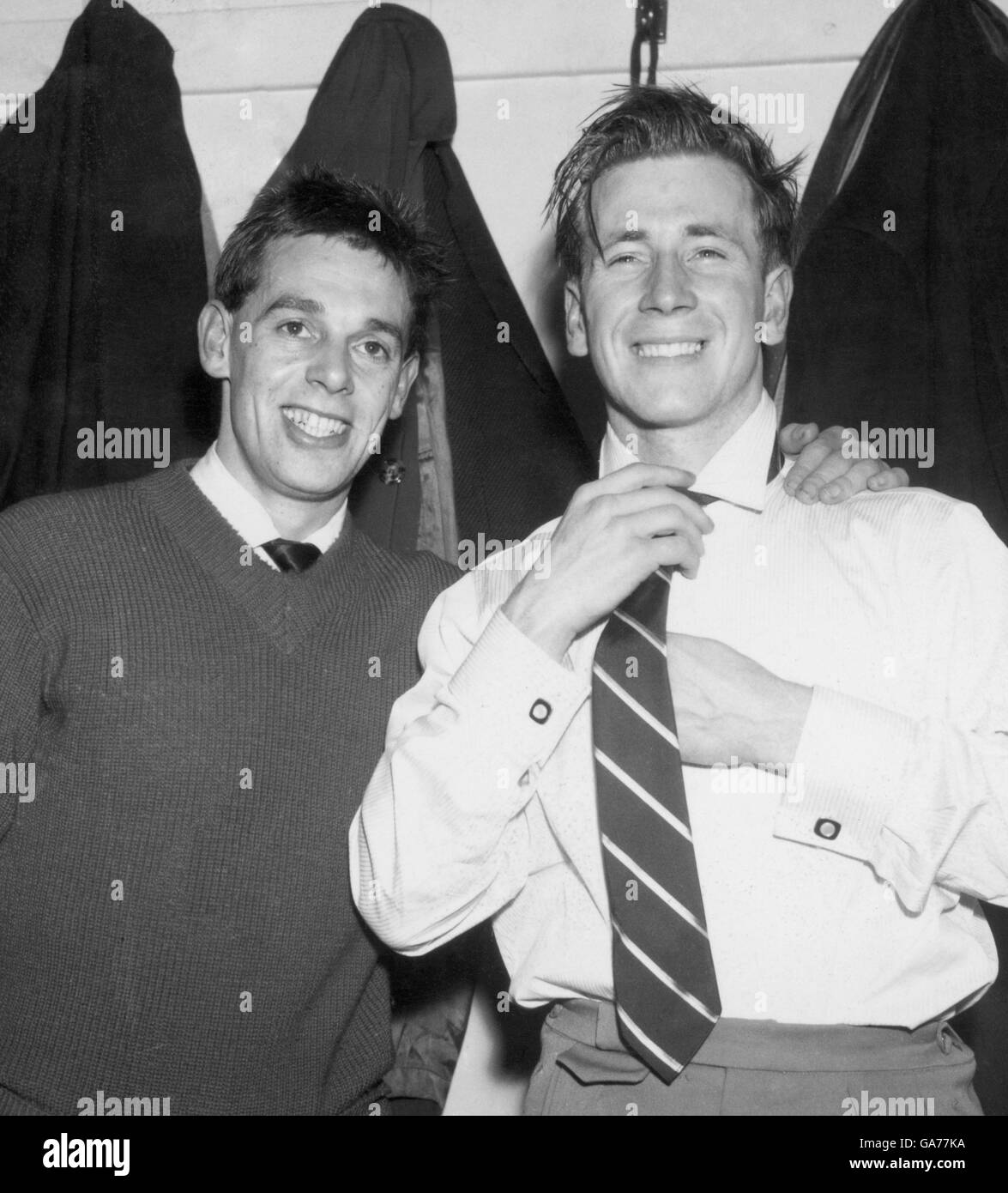 Colin Webster (left) and Bobby Charlton in the Manchester United ...