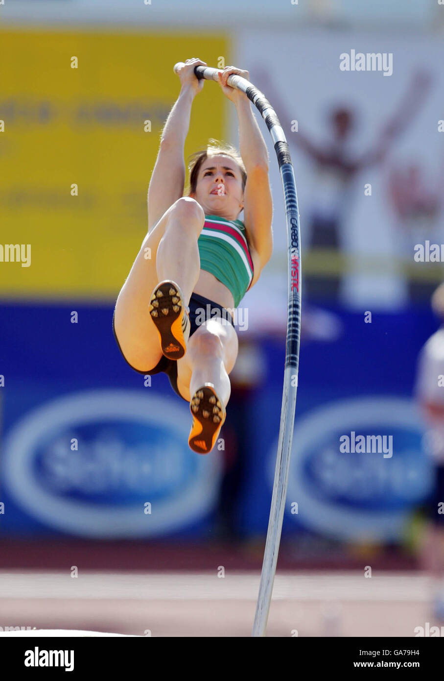 Kate Dennison in action on her way to winning the women's Pole Vault ...