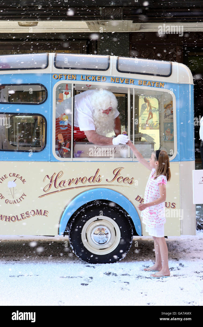 Santa opens Harrods Christmas World - London. Santa Claus arrives in a ...