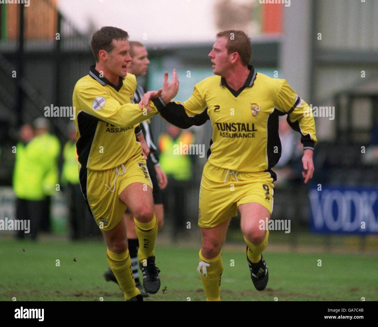 Port Vales Stephen Brooker celebrates scoring the opening goal with ...