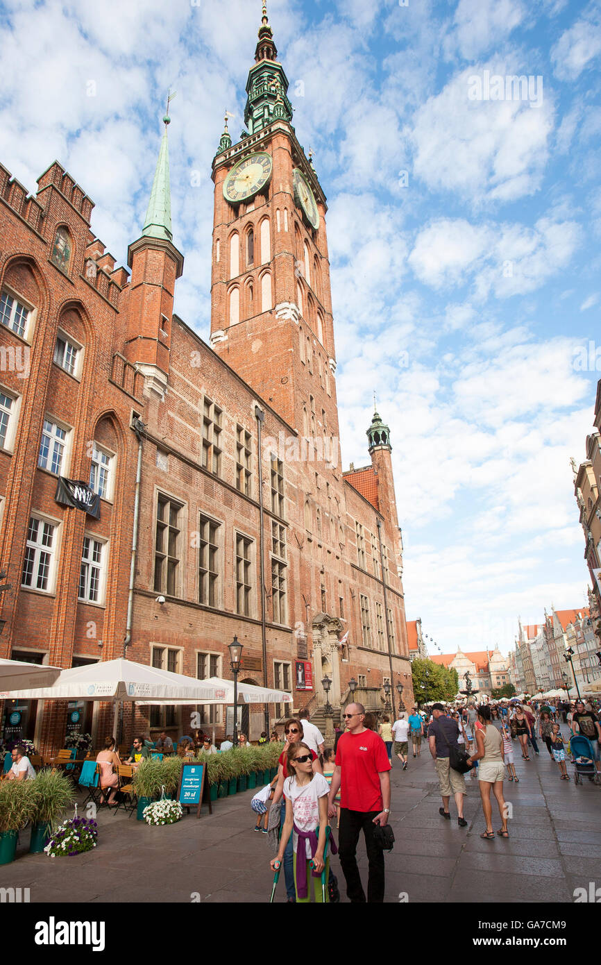 Gdansk town hall with its tall spire and clock tower is a prominent ...