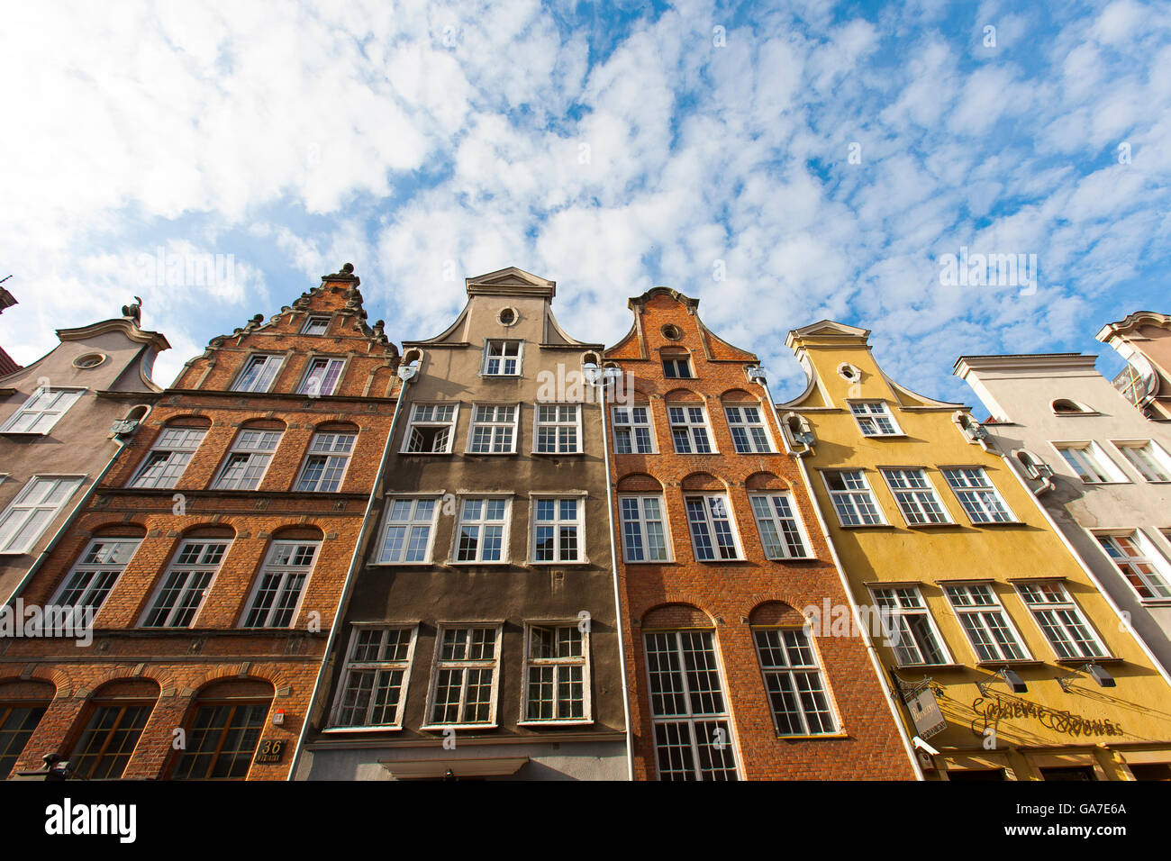 Iconic tall terraced houses and buildings in the winding back streets ...