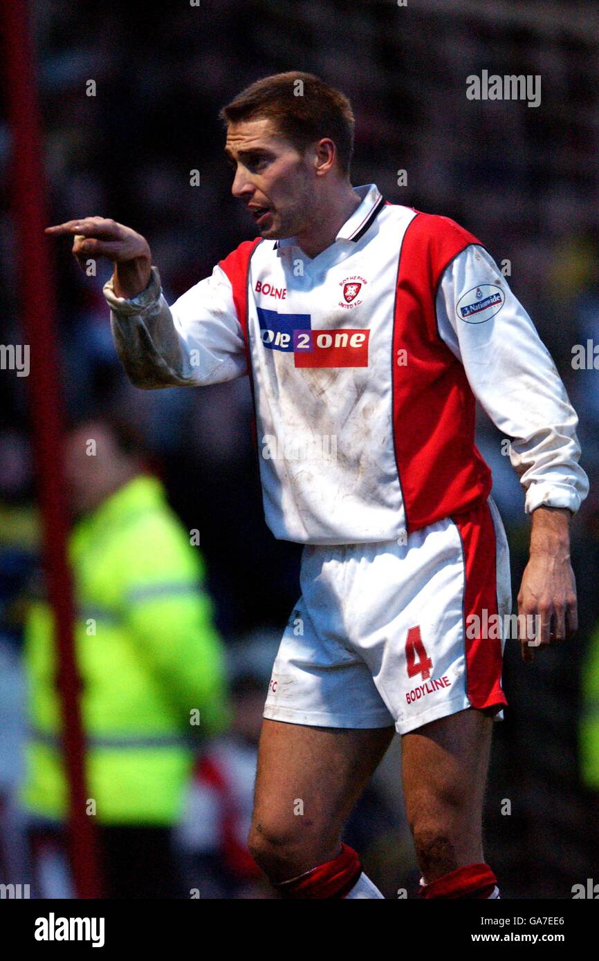 Rotherham uniteds rob scott points the way forward hi-res stock ...