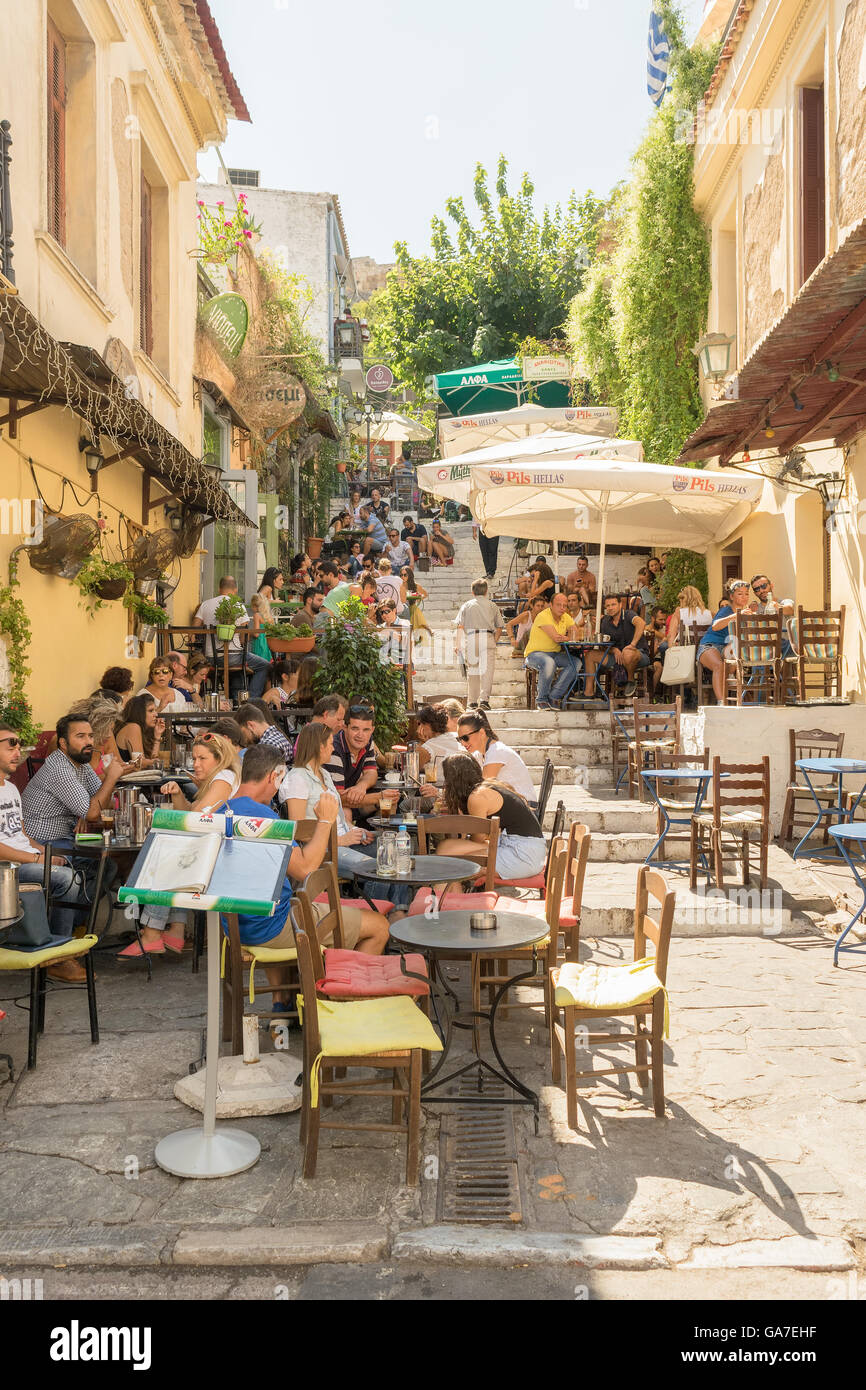 Athens, Greece 13 September 2015. Tourists and local people at famous ...