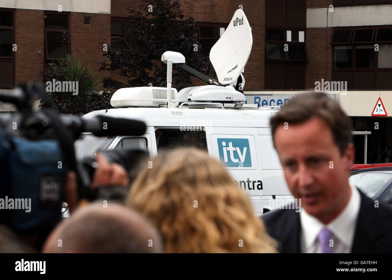 TV broadcast vehicles Stock Photo - Alamy