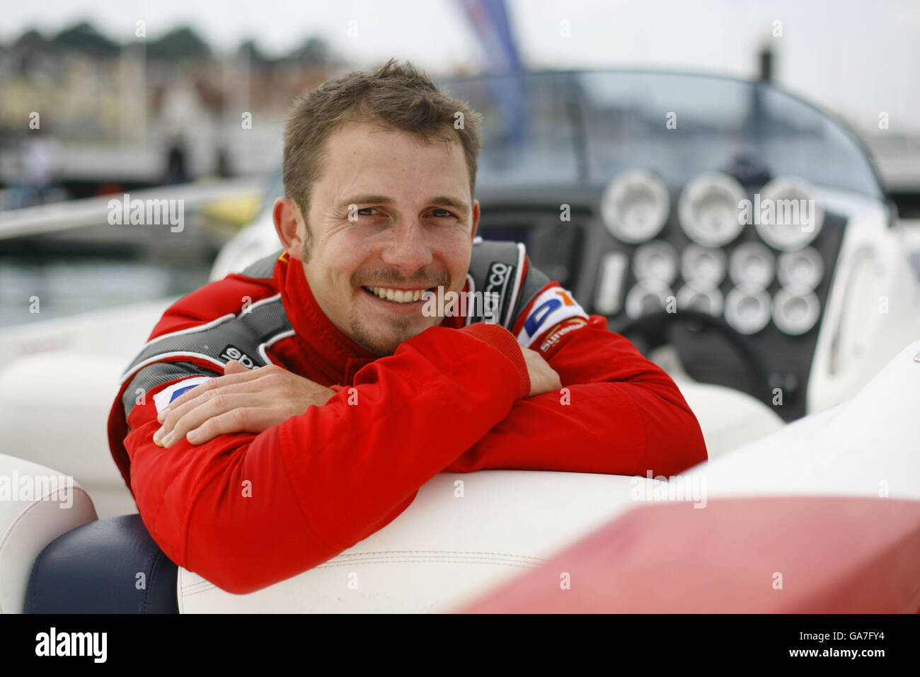 Photo. Andy Wilby aboard a Sunseeker powerboat ahead of the British ...