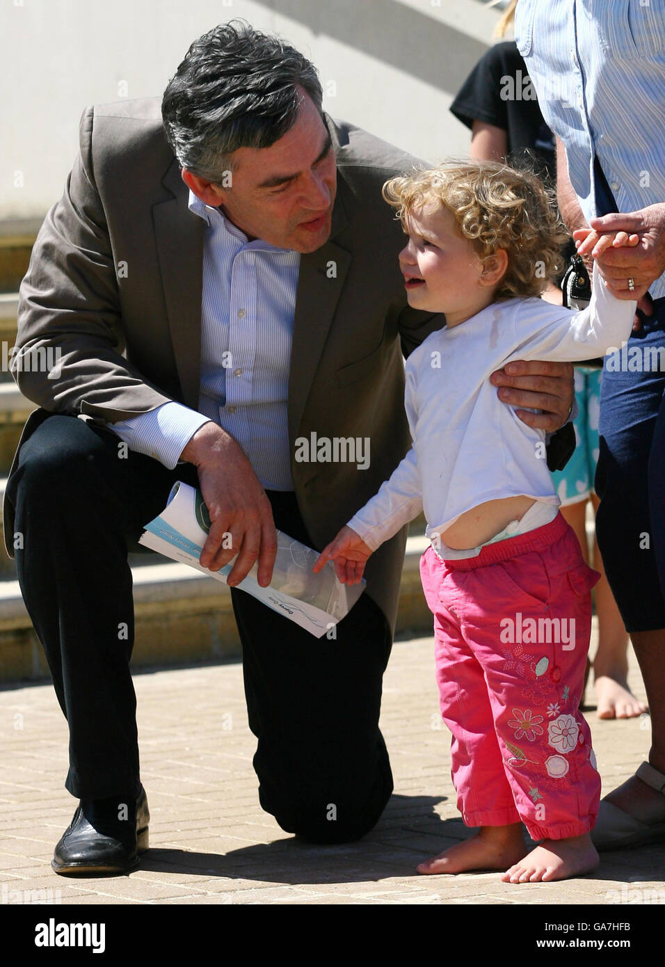 Great Britain's Prime Minister Gordon Brown meets Alice Summers, aged ...