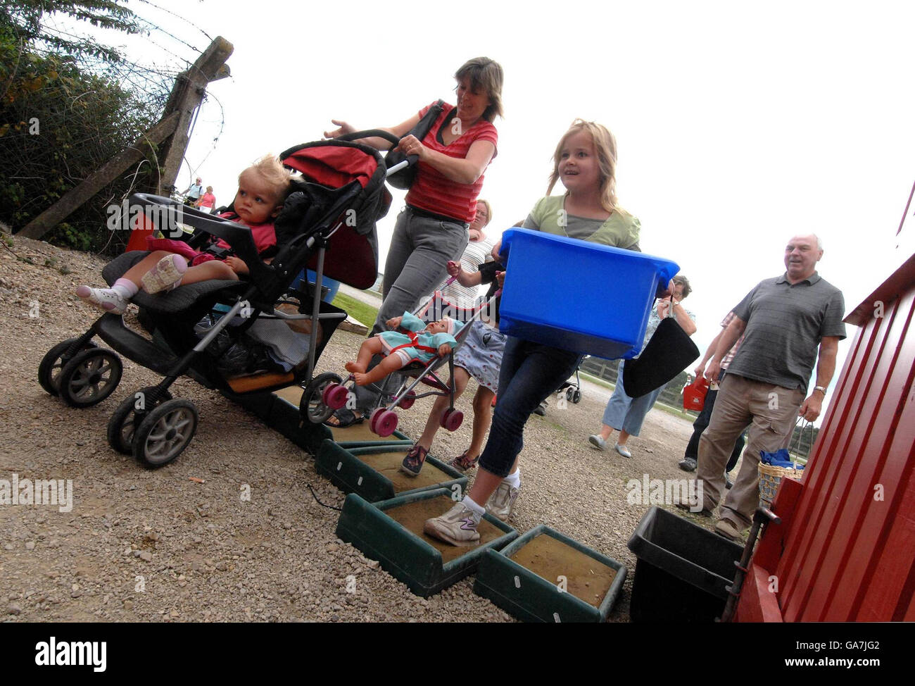 Visitors to the Tockwith Show near York walk through a disinfecting ...