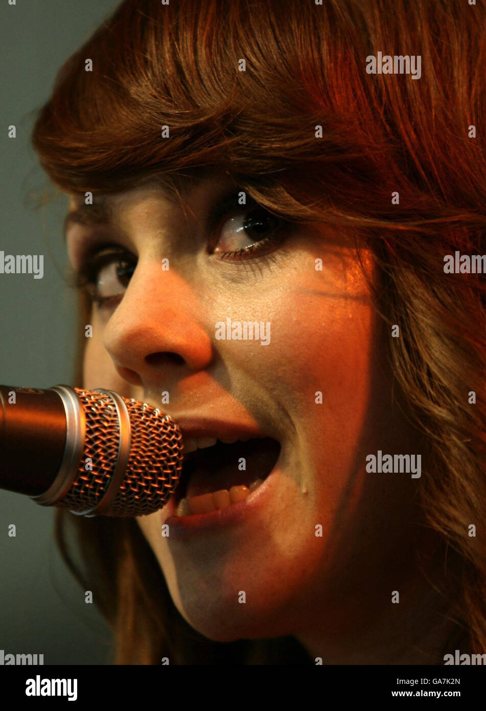 Kate Nash performing on stage during an instore gig and signing session ...