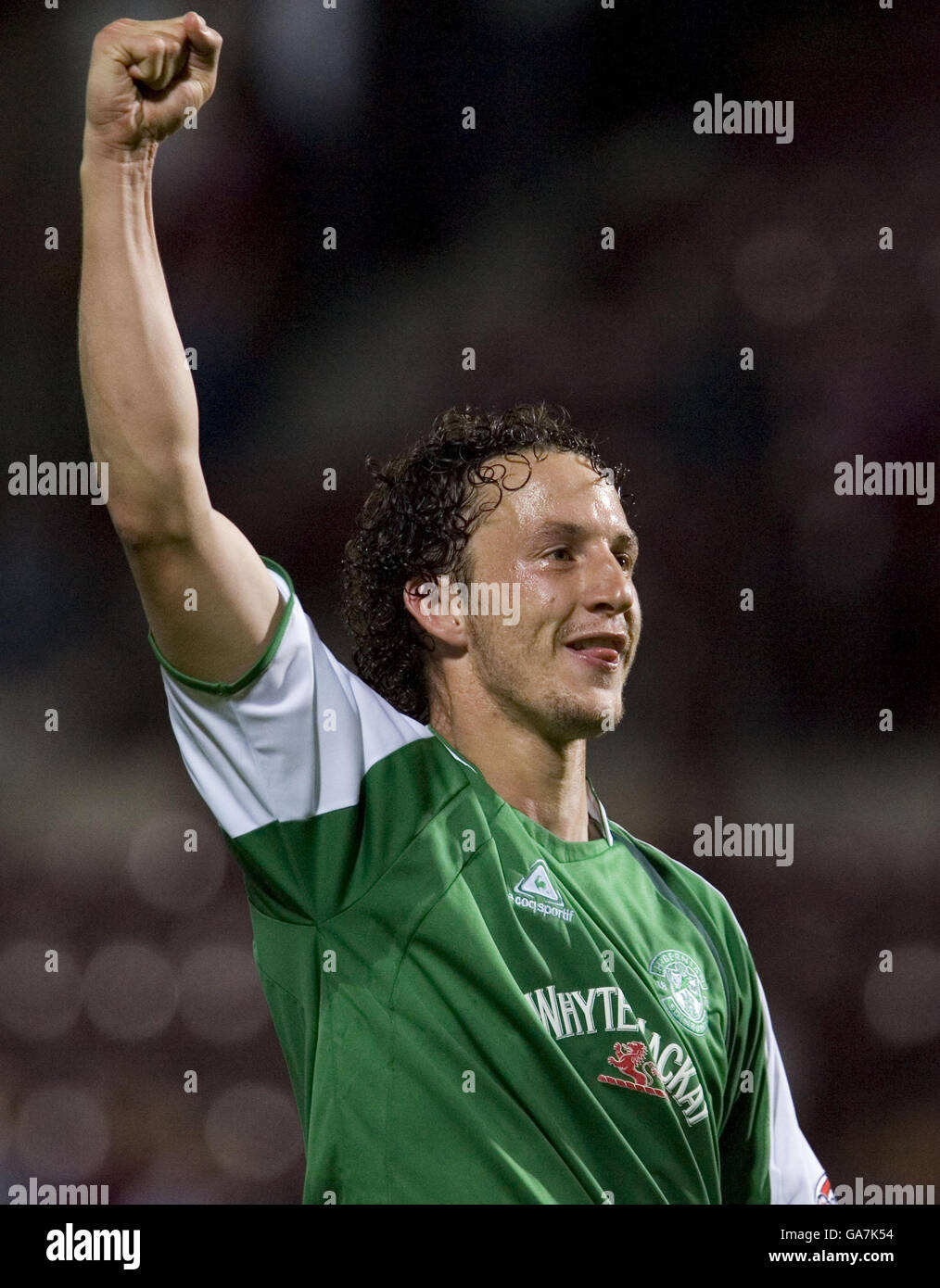 Hibernian's Guillaume Beuzelin celebrates victory over Hearts during ...