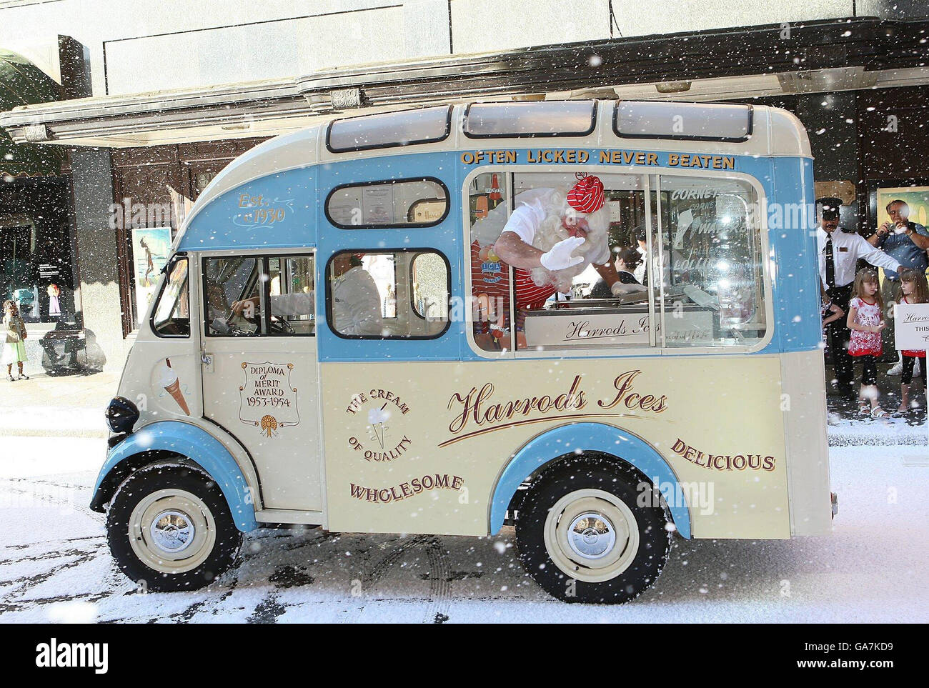 Santa opens Harrods Christmas World - London Stock Photo - Alamy