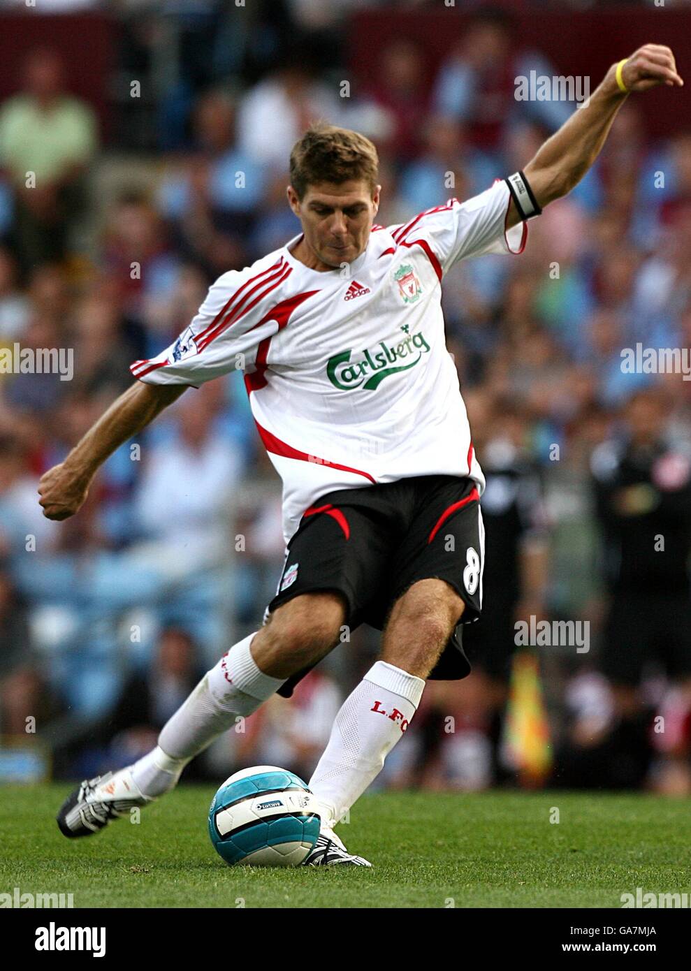 Liverpool's Steven Gerrard scores their second goal of the match from a ...