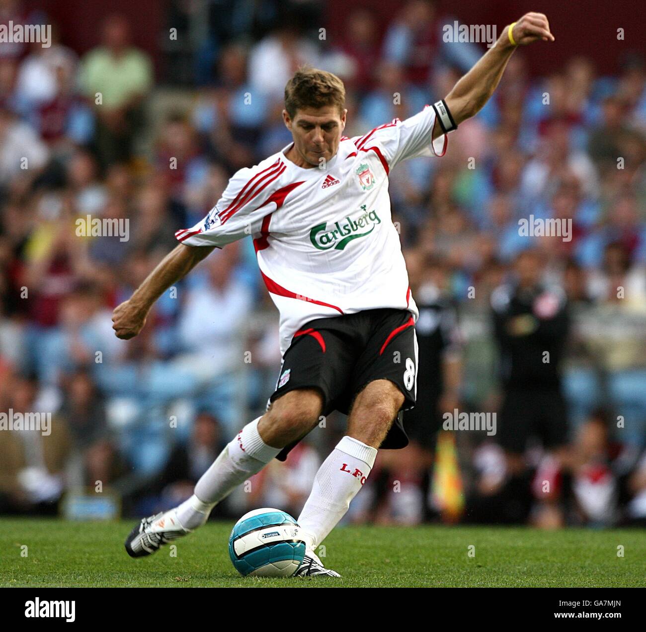 Liverpool's Steven Gerrard scores their second goal of the match from a ...
