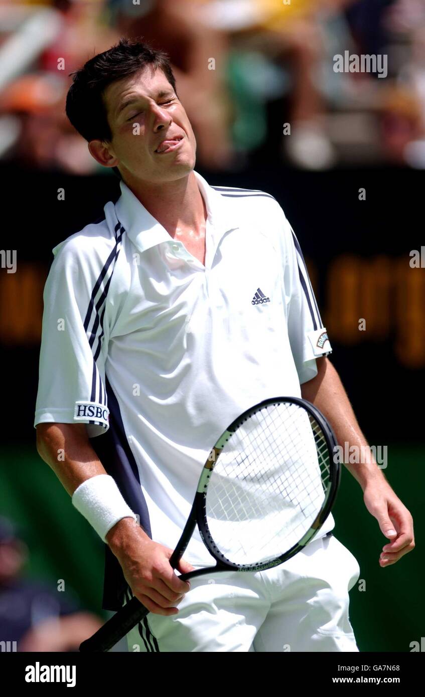 A dejected Tim Henman struggles against Jonas Bjokman Stock Photo - Alamy