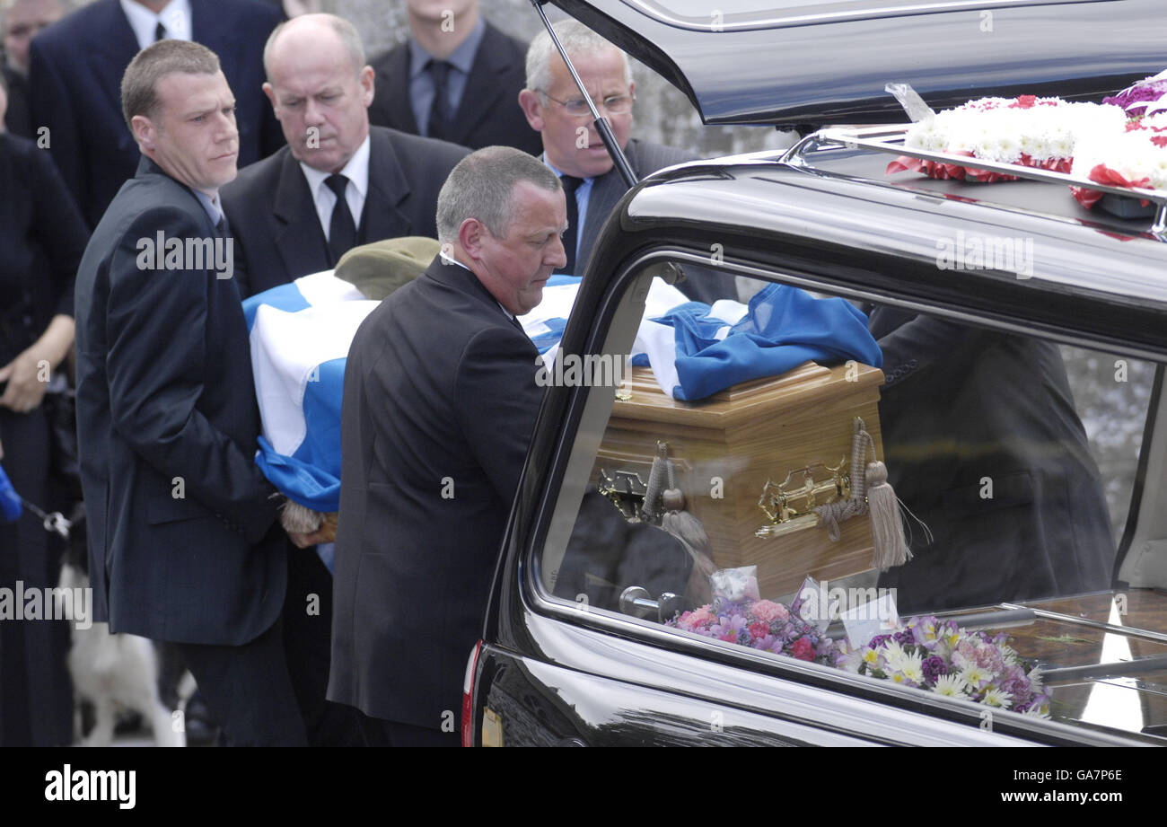 The coffin of cadet Kaylee McIntosh is carried from Fyvie Parish Church ...