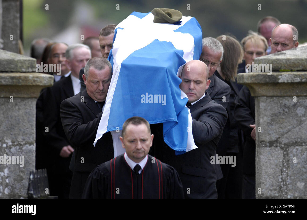 The coffin of cadet Kaylee McIntosh is carried from Fyvie Parish Church ...