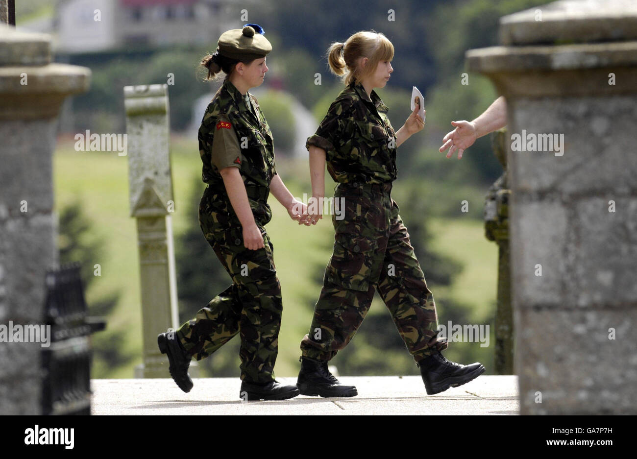 Mourners leave at Fyvie Parish Church in Aberdeenshire following the ...