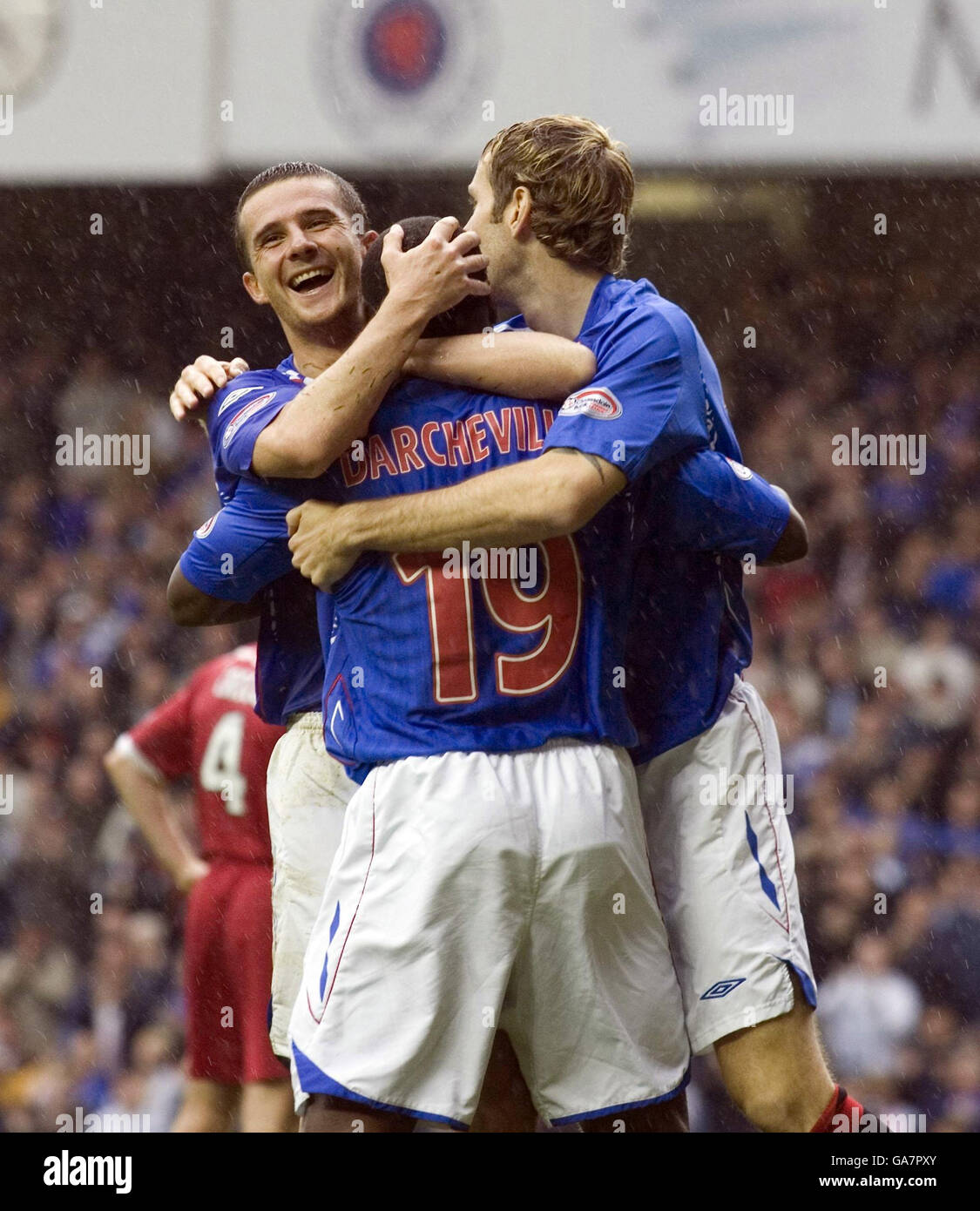 Rangers' Jean-Claude Darcheville celebrates scoring his first goal ...