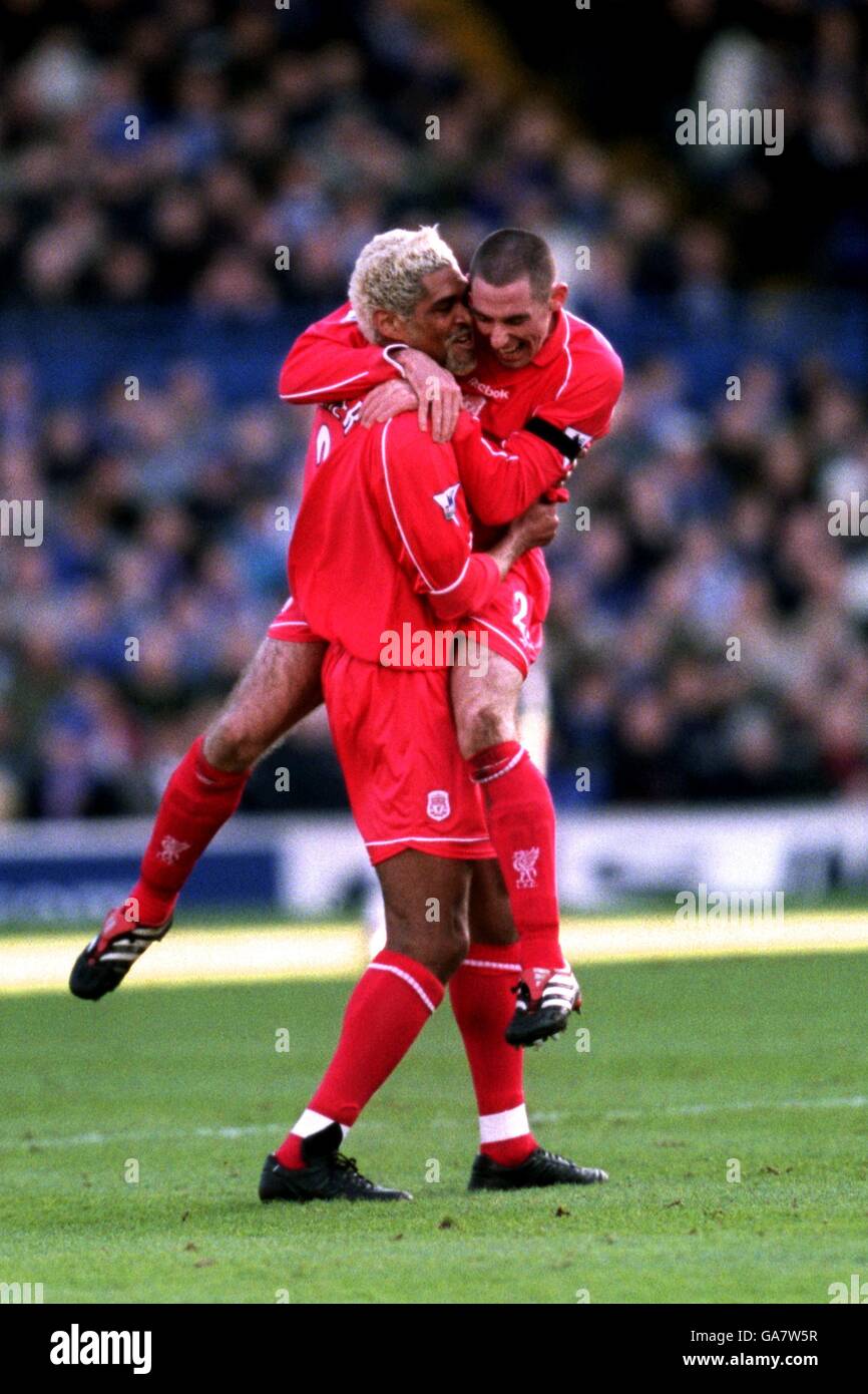 Liverpool's Abel Xavier celebrates with Stephen Wright after scoring ...