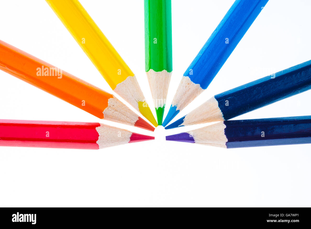 colored pencils forming a rainbow isolated on white Stock Photo - Alamy