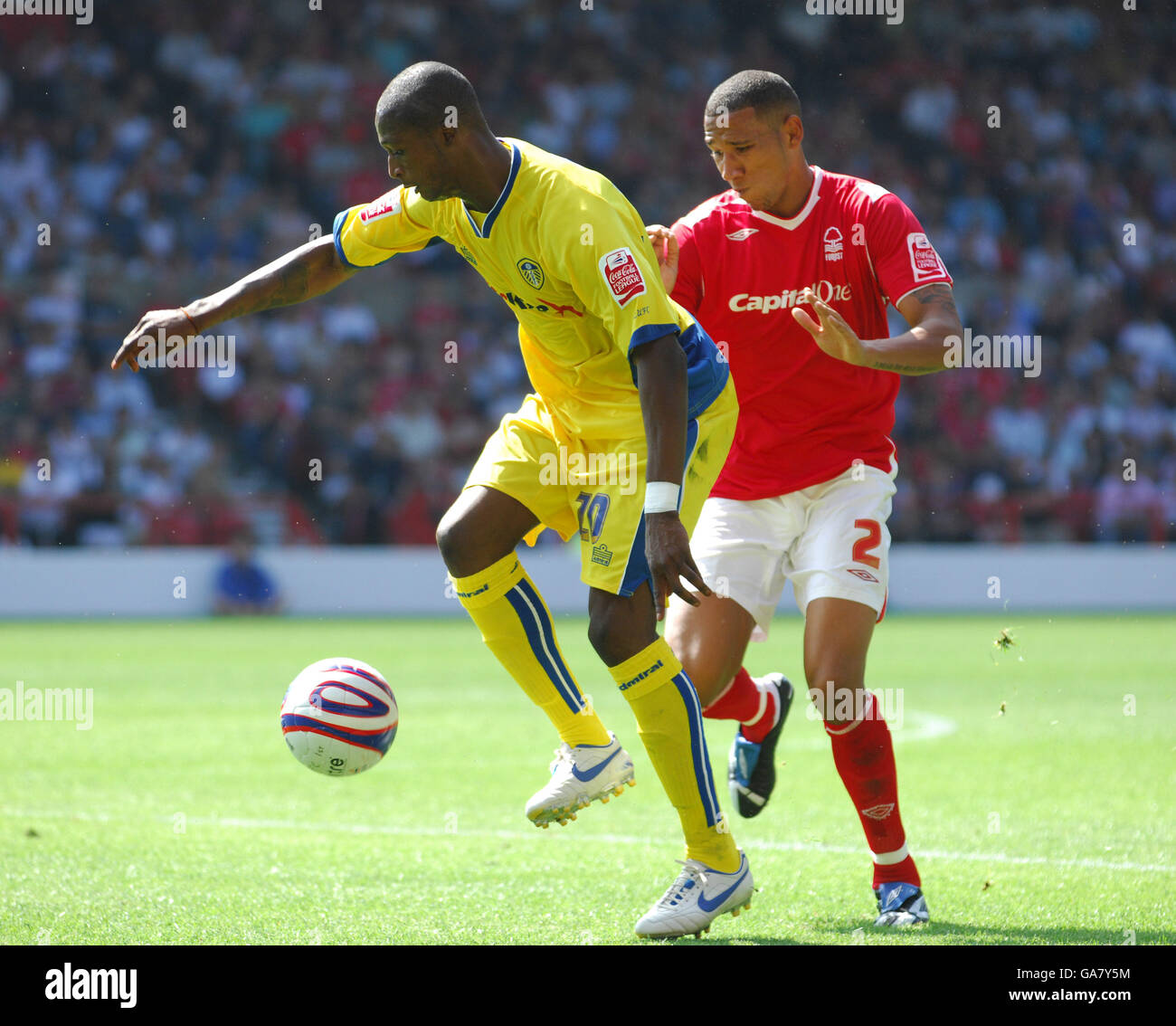 Nottingham Forest's Kelvin Wilson and Leeds United's Tresor Kandol in ...