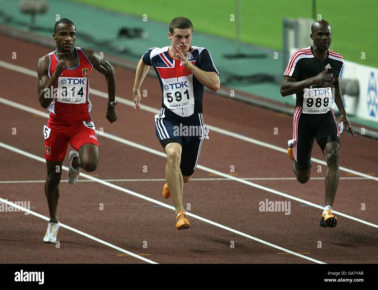 Craig Pickering, Great Britain (centre) in action during his 100m heat ...