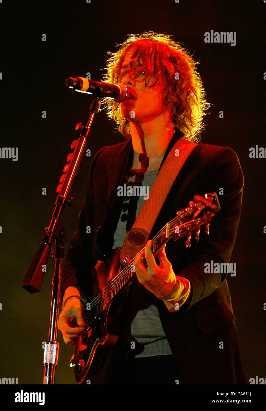 Johnny Borrell of Razorlight performs on the Main Stage at the 2007 ...