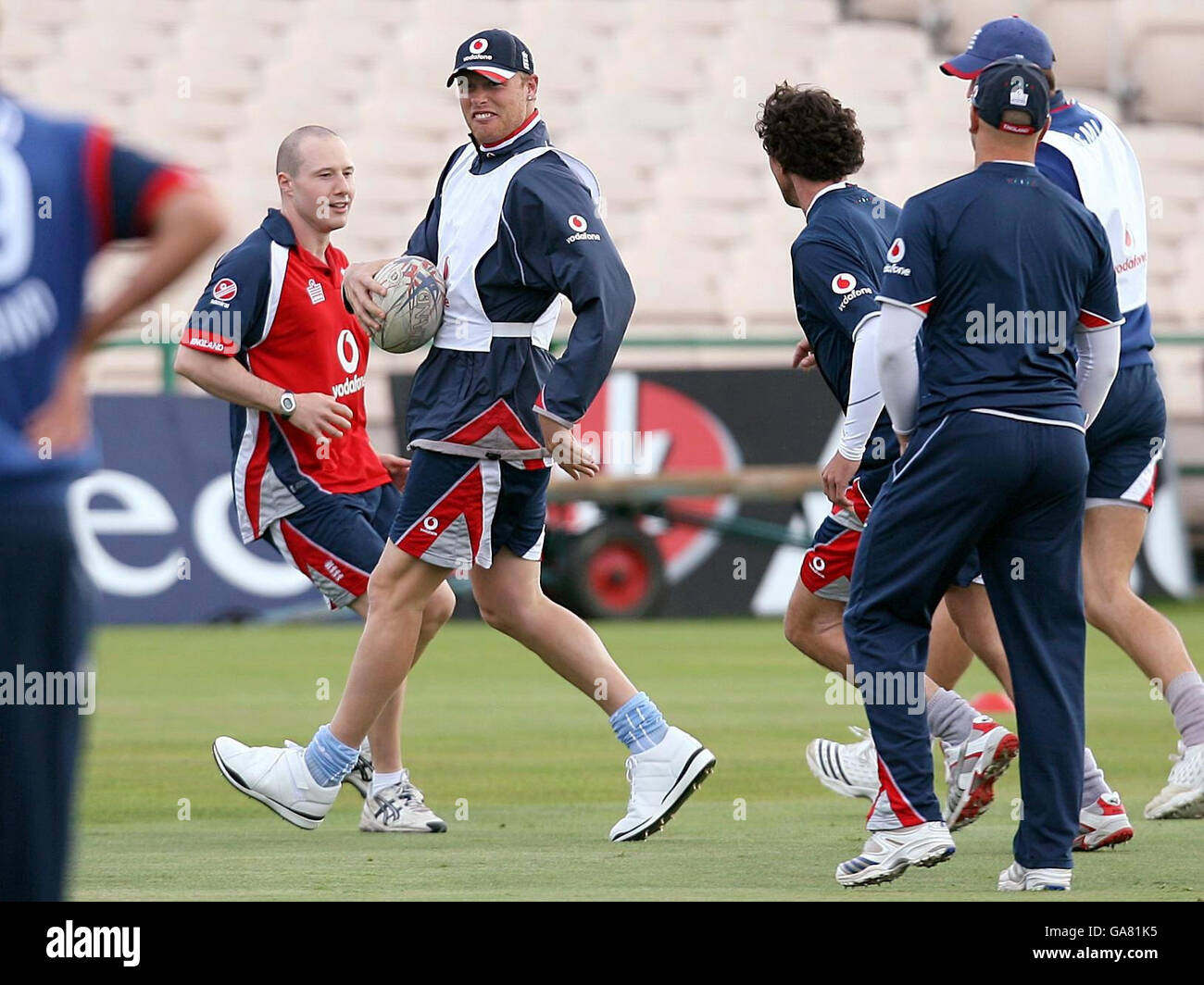 England's Andrew Flintoff during a training session at Old Trafford ...