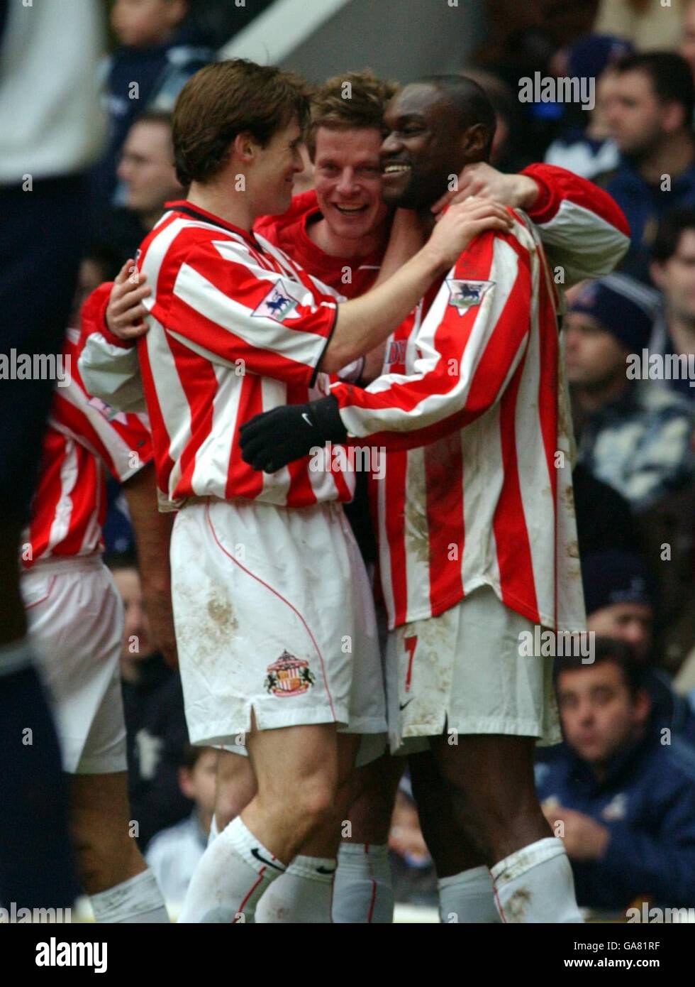 Sunderland's Patrick Mboma celebrates after scoring against Tottenham ...