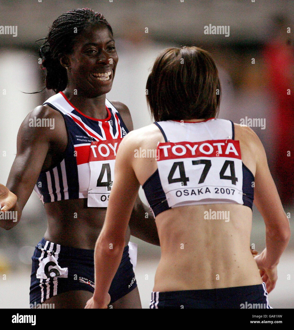 Great Britain's Christine Ohuruogu celebrates with Nicola Sanders after ...