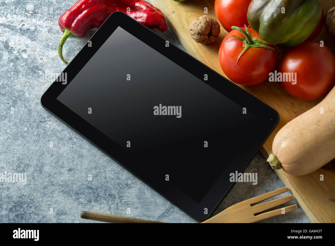 Digital tablet fresh ingredients hi-res stock photography and images ...