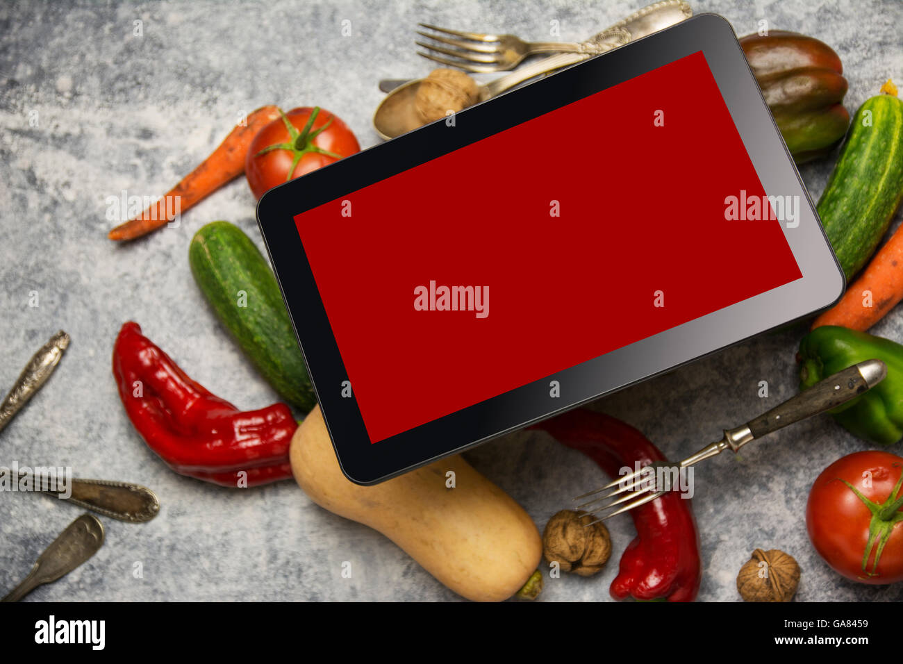 Digital tablet fresh ingredients hi-res stock photography and images ...