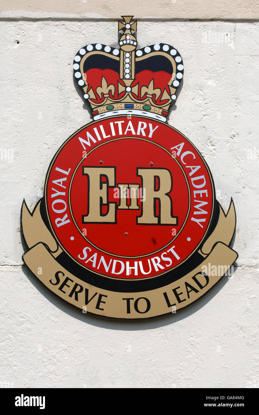 Insignia at the main entrance to sandhurst royal military academy hi ...