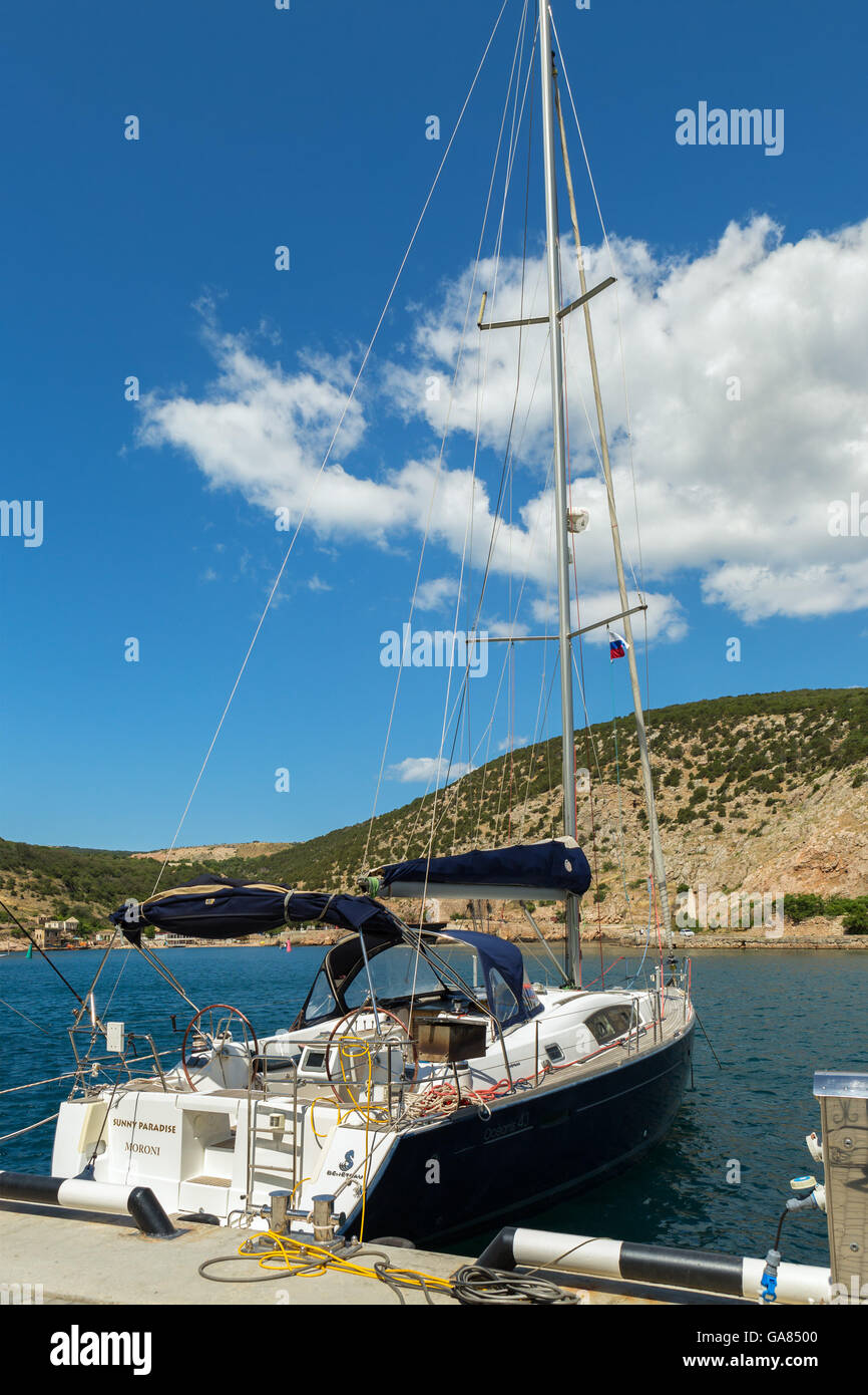 Yacht in the Balaclava Bay Stock Photo - Alamy