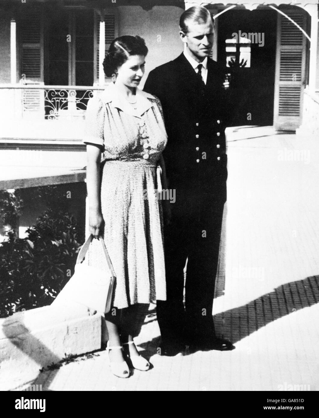 Royalty - Princess Elizabeth and Duke of Edinburgh - Malta Stock Photo ...
