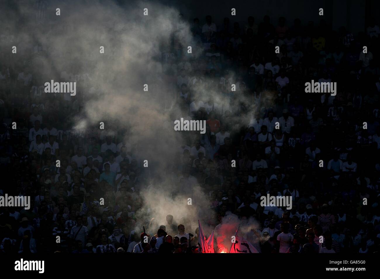 Stadium view football flares soccer hi-res stock photography and images ...