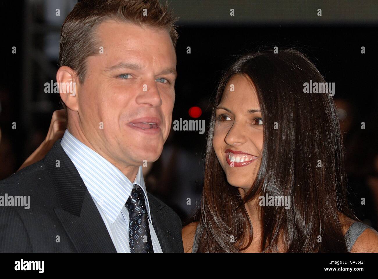 Matt Damon and his wife Luciana arrive for the UK Premiere of The ...