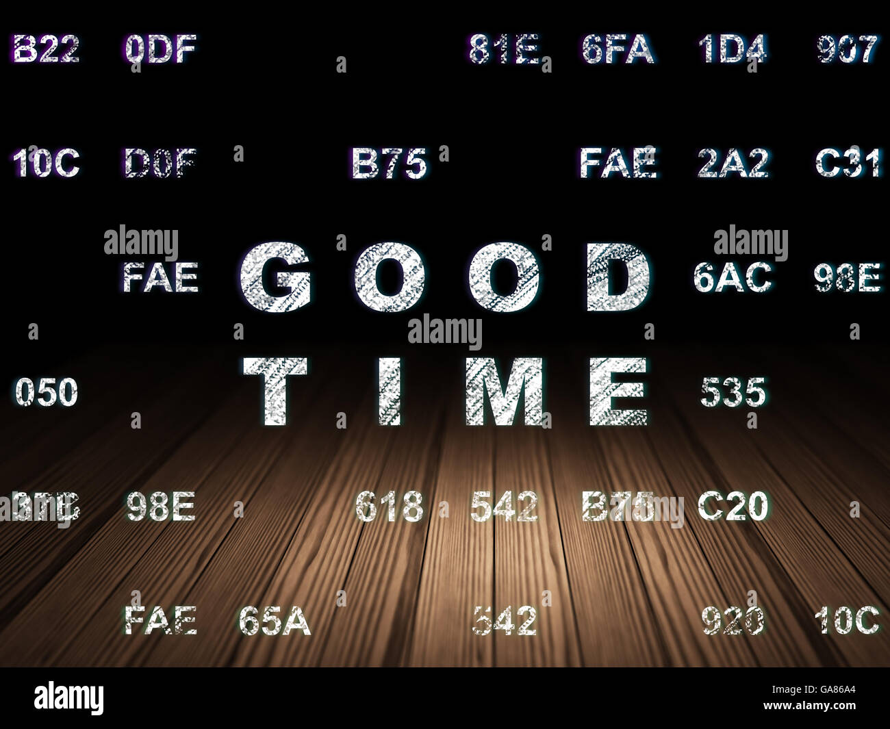 Timeline concept: Good Time in grunge dark room Stock Photo - Alamy