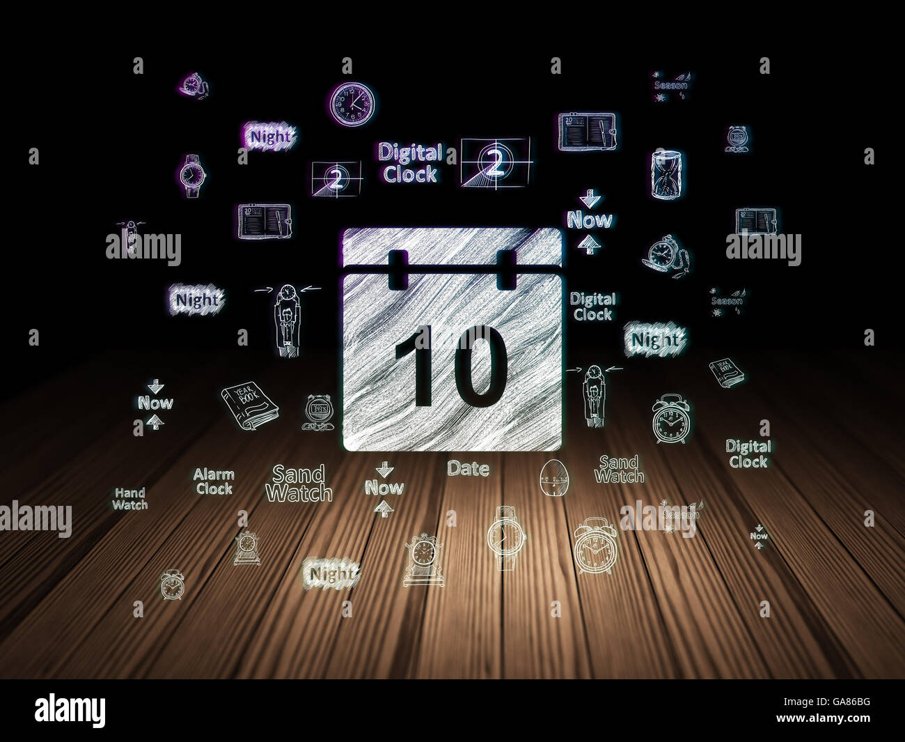 Time concept: Calendar in grunge dark room Stock Photo - Alamy