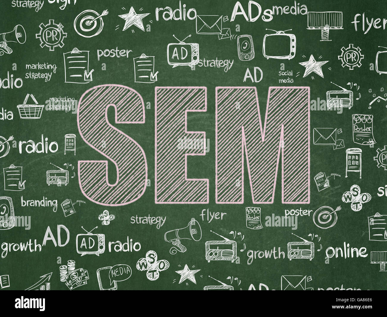 Marketing concept: SEM on School board background Stock Photo - Alamy