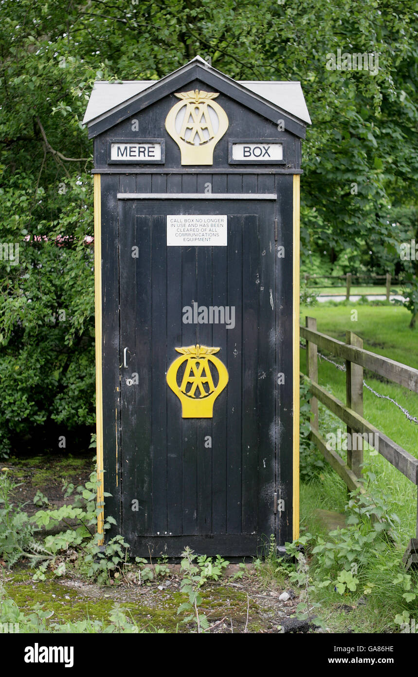 A disused AA call box is seen beside the A556 in Mere, Cheshire. PRESS ...