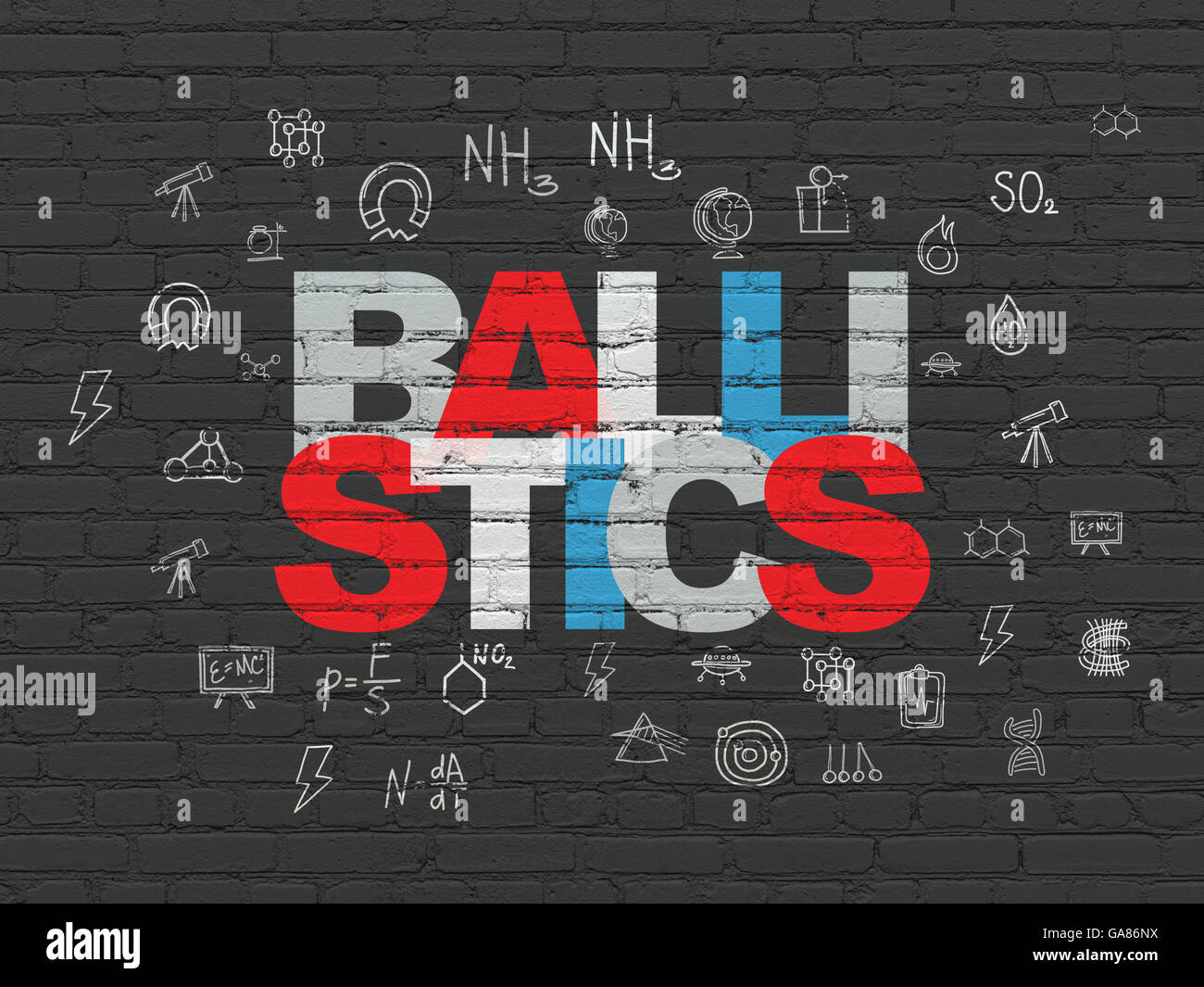 Science concept: Ballistics on wall background Stock Photo - Alamy
