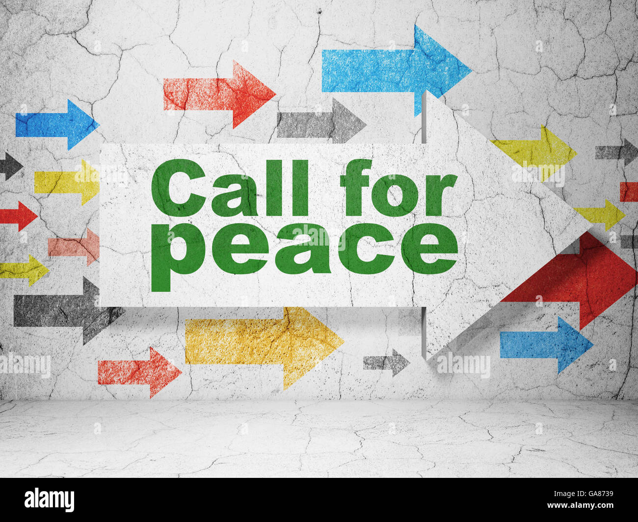 Political concept: arrow with Call For Peace on grunge wall background Stock Photo - Alamy