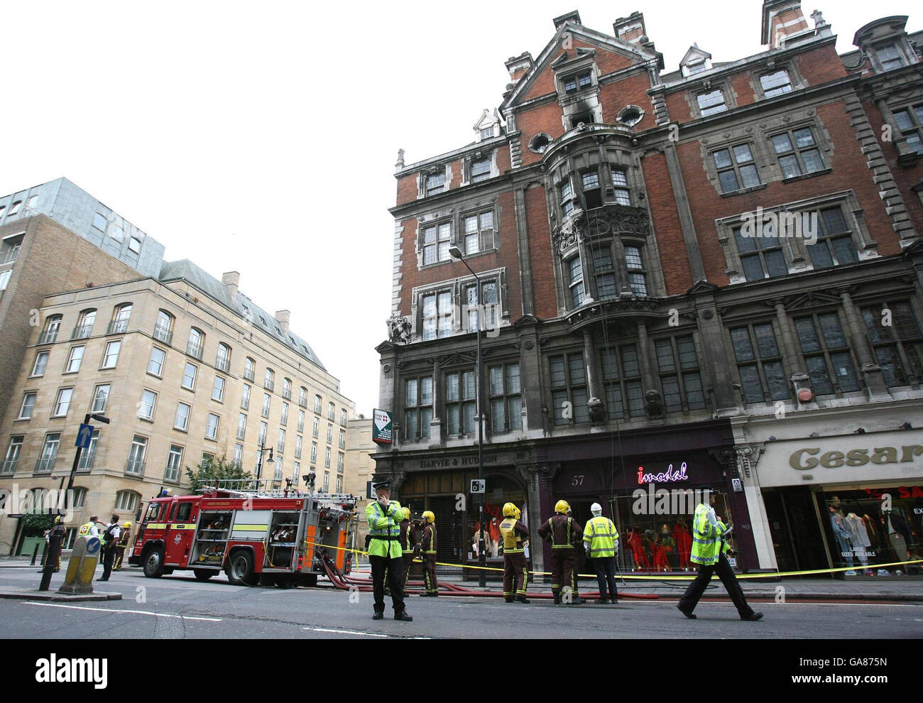 Firefighters tackle blaze in Knightsbridge Stock Photo - Alamy