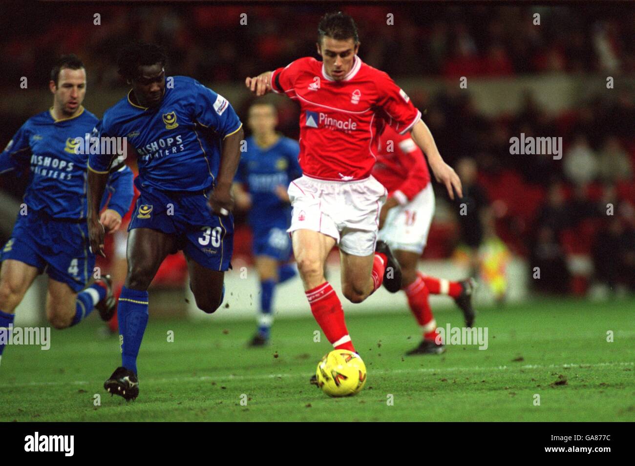 Nottingham forest battles for the ball with linvoy primus hi-res stock ...