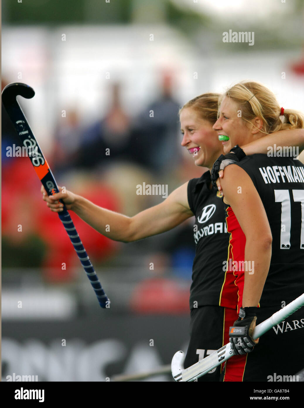 Germany's captain Marion Rodewald and Eileen Hoffmann celebrate another ...