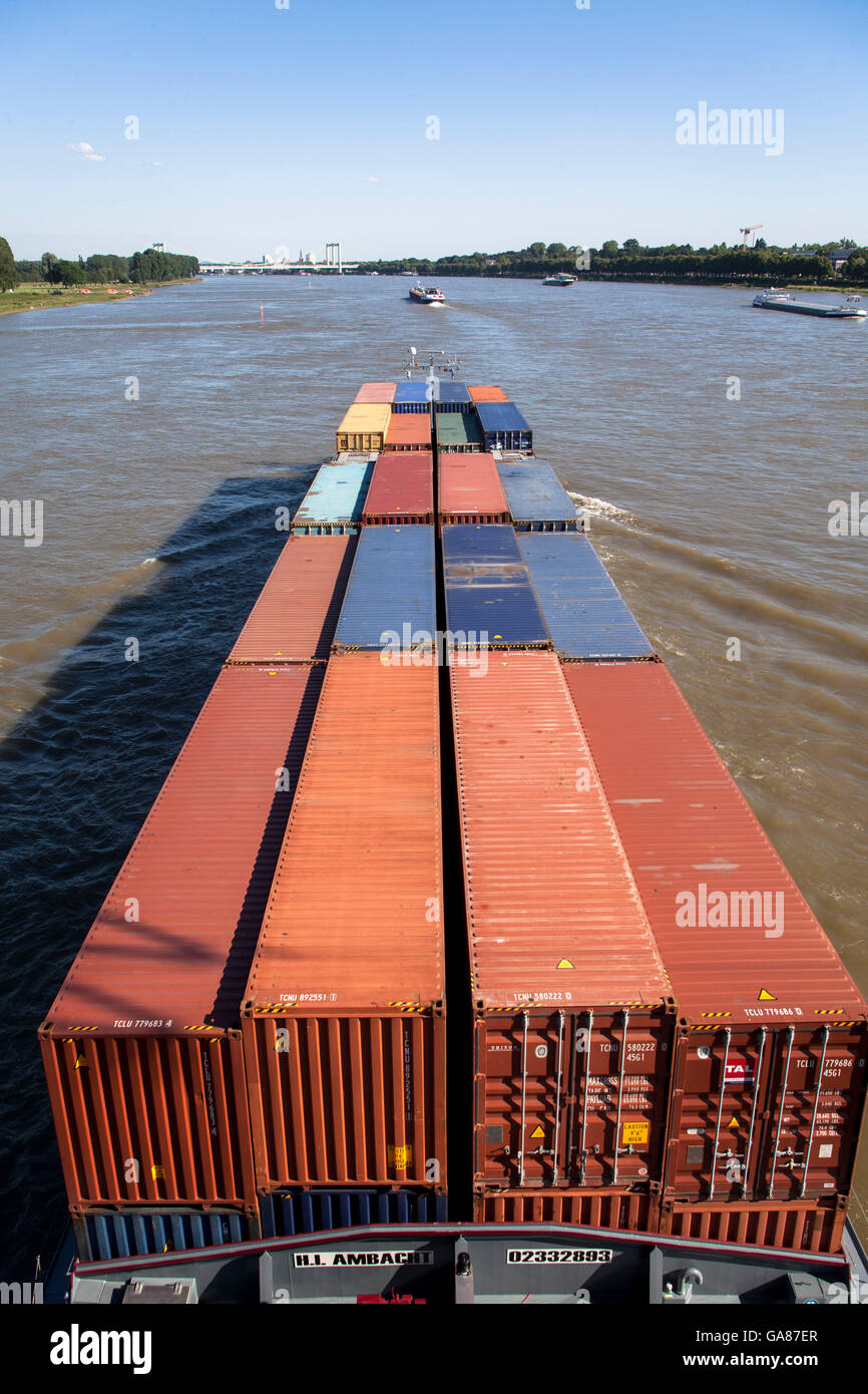 Europe, Germany, North Rhine-Westphalia, Cologne, container vessel on ...